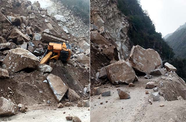 Massive Landslide Near Six Miles On Chandigarh Manali Four Lane, Machine Operator Buried Under ...