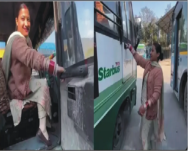 Viral Video: Newlywed bride driving HRTC bus, video going viral on ...